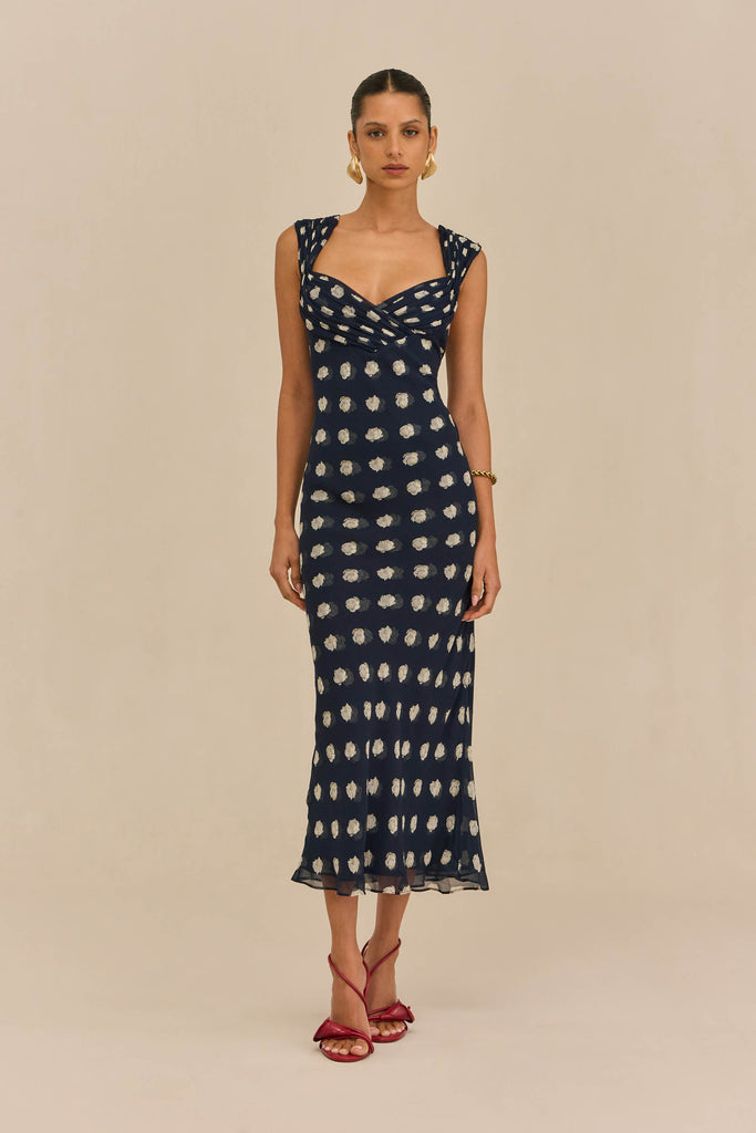ELISEO DRESS - SMALL DOT DEEP LAKE – CULT GAIA