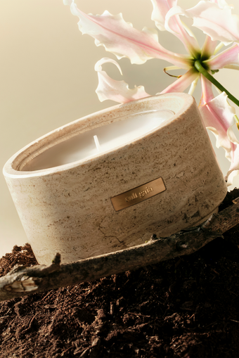 TRAVERTINE VESSEL & CANDLE – CULT GAIA